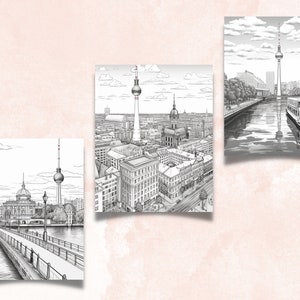 50 Berlin City Coloring Book, Printable PDF, Germany Cafe Scenes ...