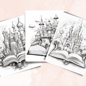 22 Open Magic Books Coloring Book, Printable PDF, Fairytale Open Book ...