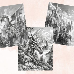 35 Dragonland Coloring Book, Printable Flower Forest Dragon Coloring ...