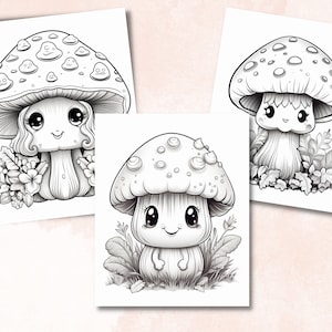 34 Cute Kawaii Mushrooms Coloring Book, Printable PDF, Adorable ...