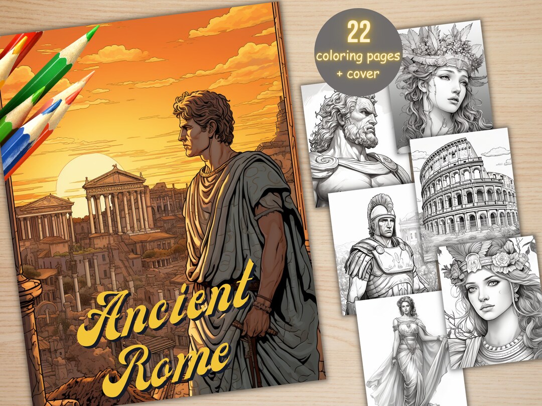 22 Ancient Rome Mythology Design Coloring Book, Printable PDF, Gods and ...