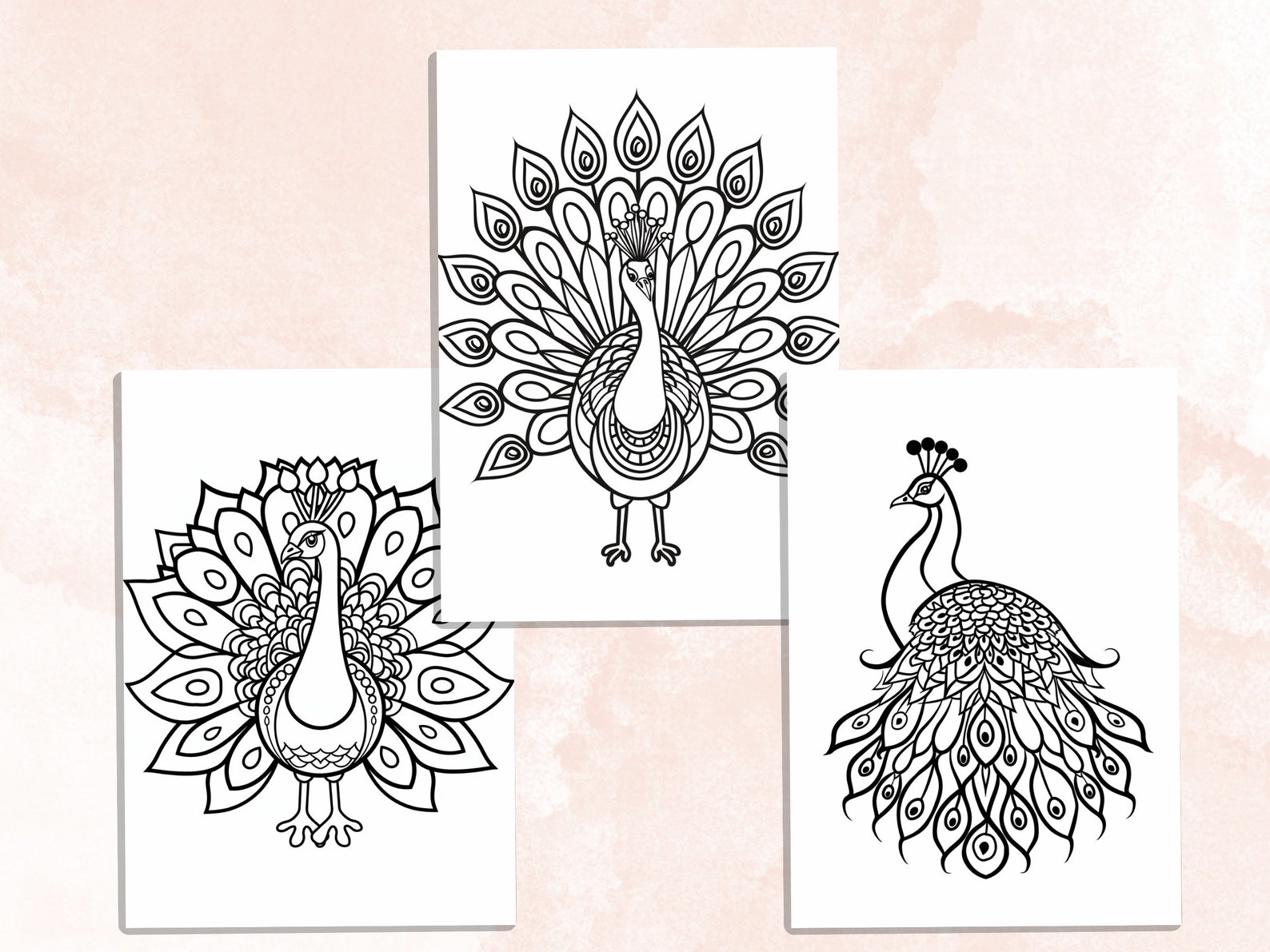30 Peacock Mandala Coloring Book, Printable Stress Relief Patterns ...
