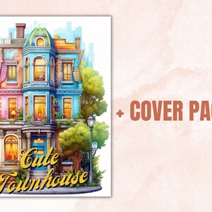 50 Cute Townhouse House Coloring Book, Printable Fantasy City House ...