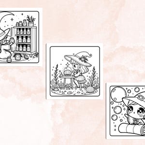 Cute Witch's Life Coloring Pages, Bold and Easy Coloring Book, Comfy ...