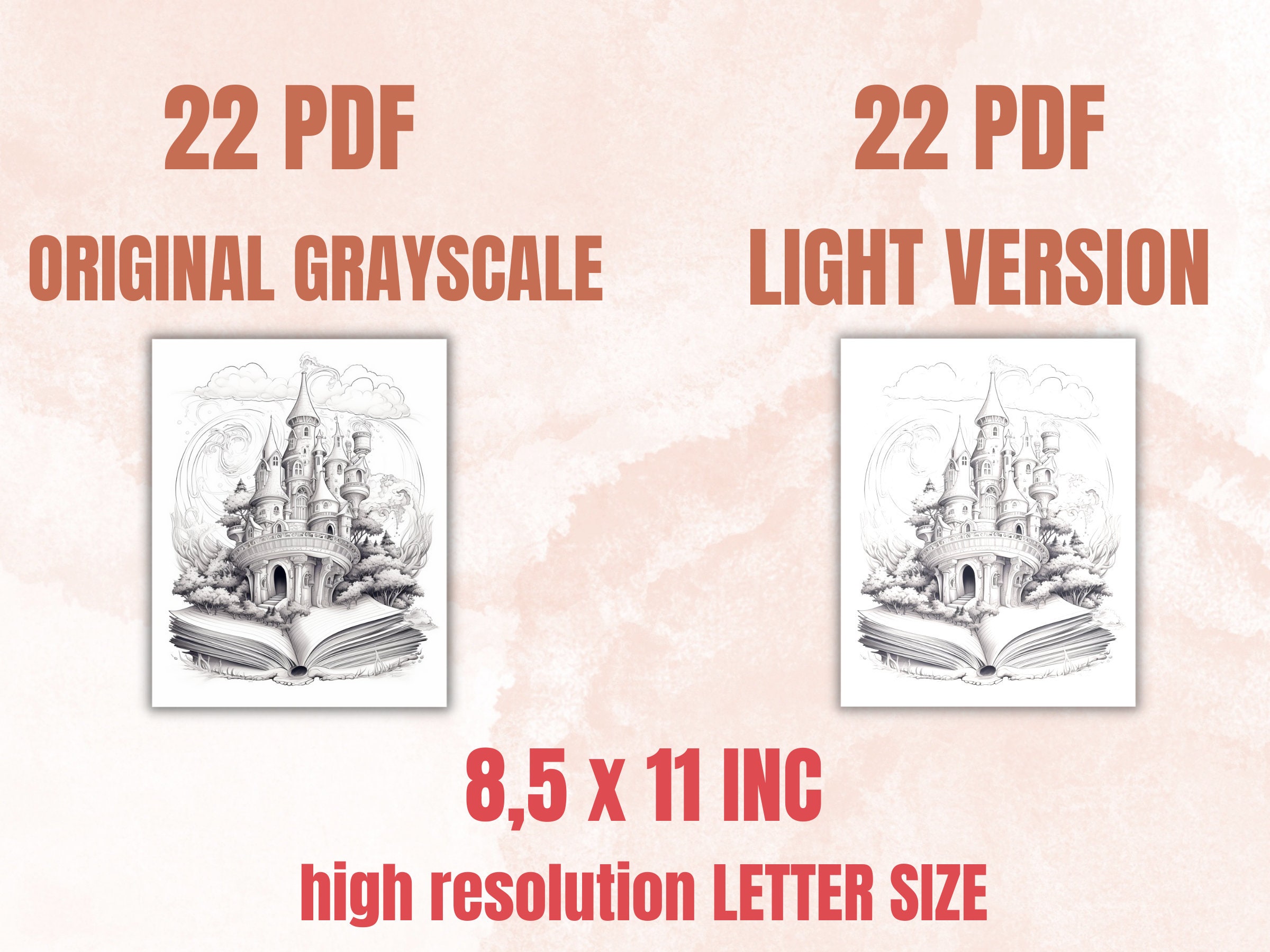 22 Open Magic Books Coloring Book, Printable PDF, Fairytale Open Book ...
