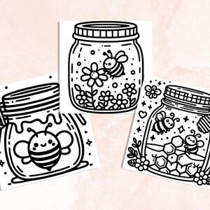Bold and Easy Coloring Book, Cute Honey Bee Jar Coloring Pages, Kawaii ...