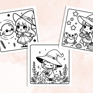 Cute Witch's Life Coloring Pages, Bold and Easy Coloring Book, Comfy ...