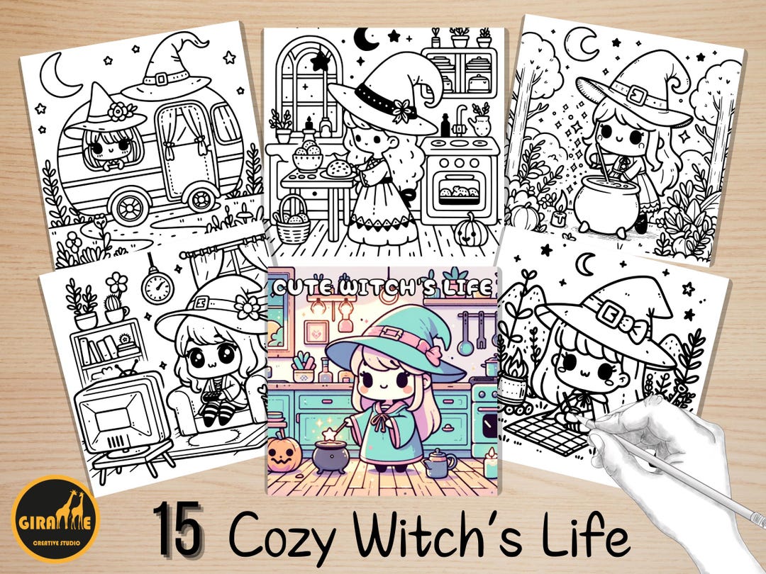 Bold and Easy Coloring Book, Cozy Witch's Life Coloring Pages, Comfy ...