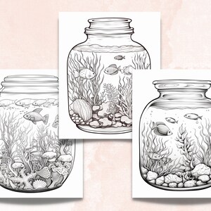 45 Enchanted Underwater Jars Coloring Book, Printable Under the Sea ...