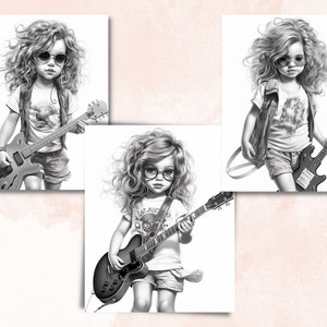 28 Rockstar Girl Coloring Book, Printable PDF, Little Cute Punk Style ...