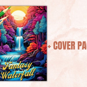 28 Fantasy Waterfall Coloring Book, Printable PDF, Nature Scenery ...