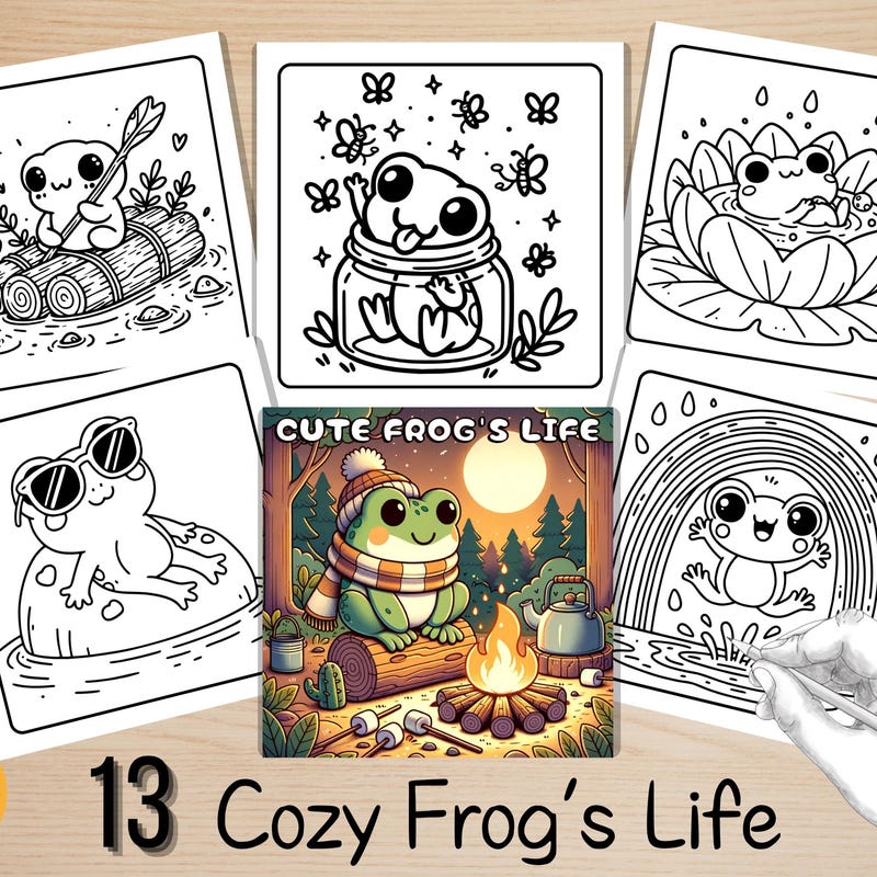 Christmas Frog Coloring Pages - Etsy