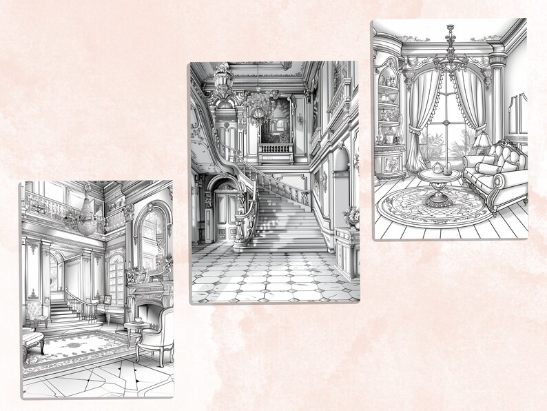 40 Princess House Interior Coloring Book, Printable Detalied Room ...