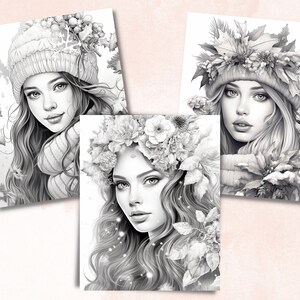 50 Winter Beauties Coloring Book, Printable Snow Woman Coloring Pages ...