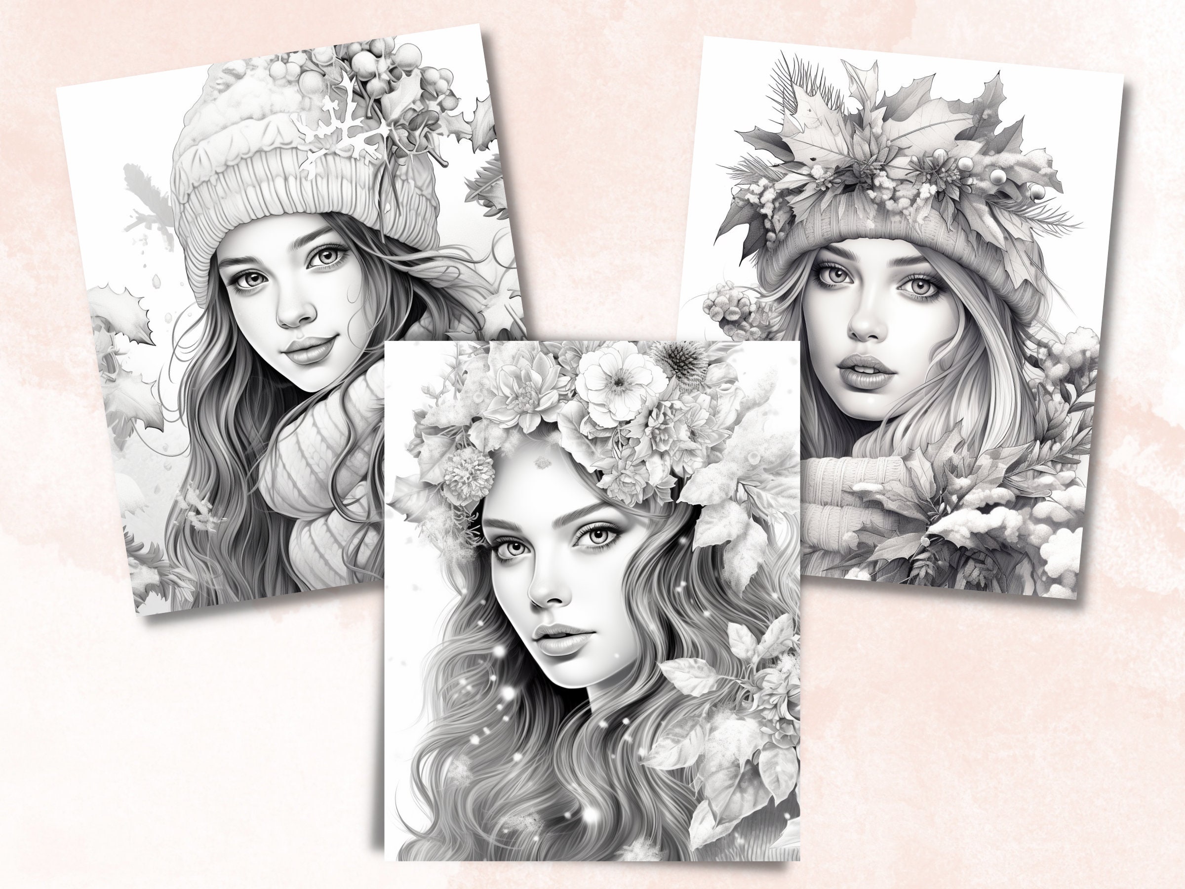 50 Winter Beauties Coloring Book Printable Snow Woman - Etsy