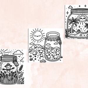 Bold and Easy Coloring Book, Cute Kawaii Sunny Jar Coloring Pages ...