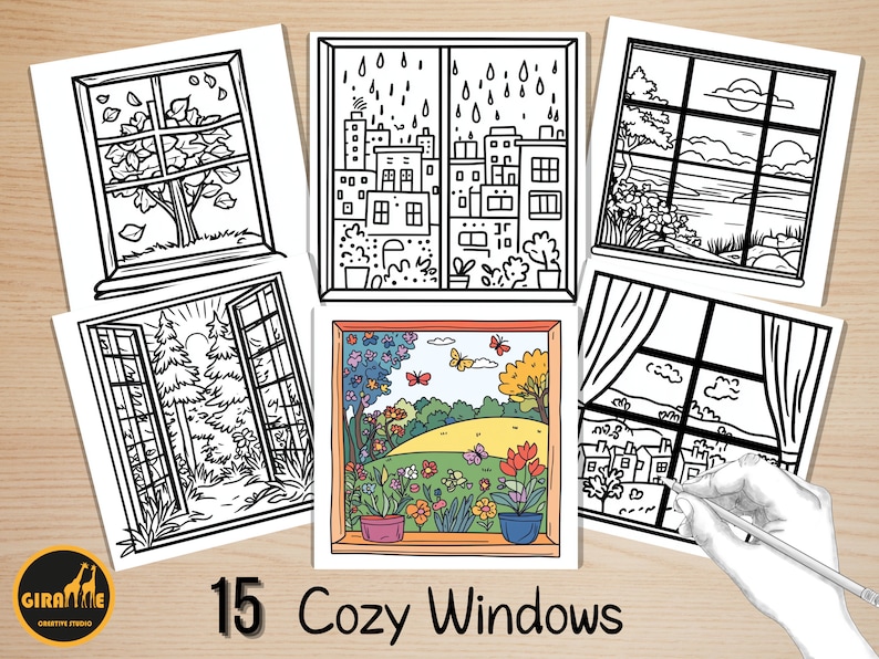 Bold and Easy Coloring Book, Cozy Window Scenes Coloring Pages, Cute ...