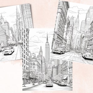55 New York City Coloring Book, Printable PDF, Cafe Scenes Coloring ...