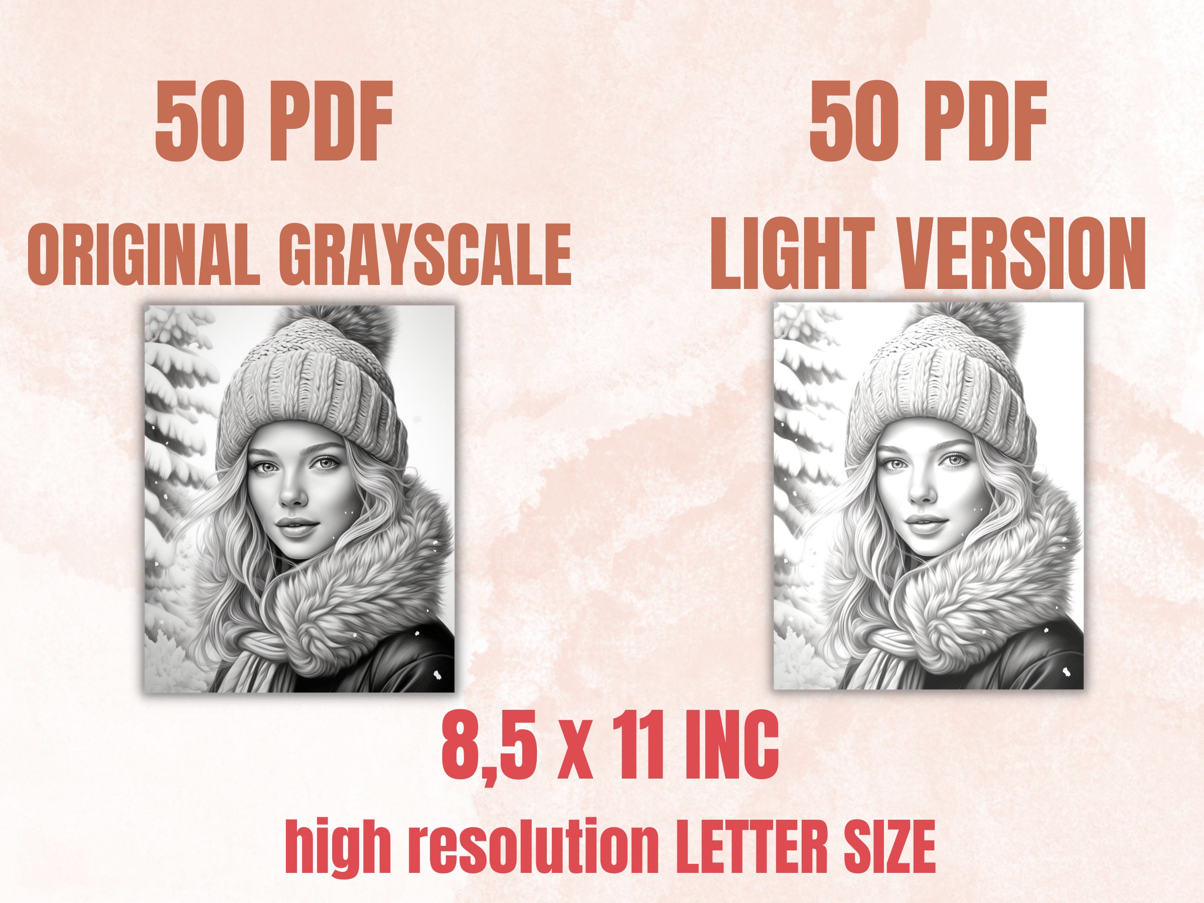 50 Winter Beauties Coloring Book Printable Snow Woman - Etsy