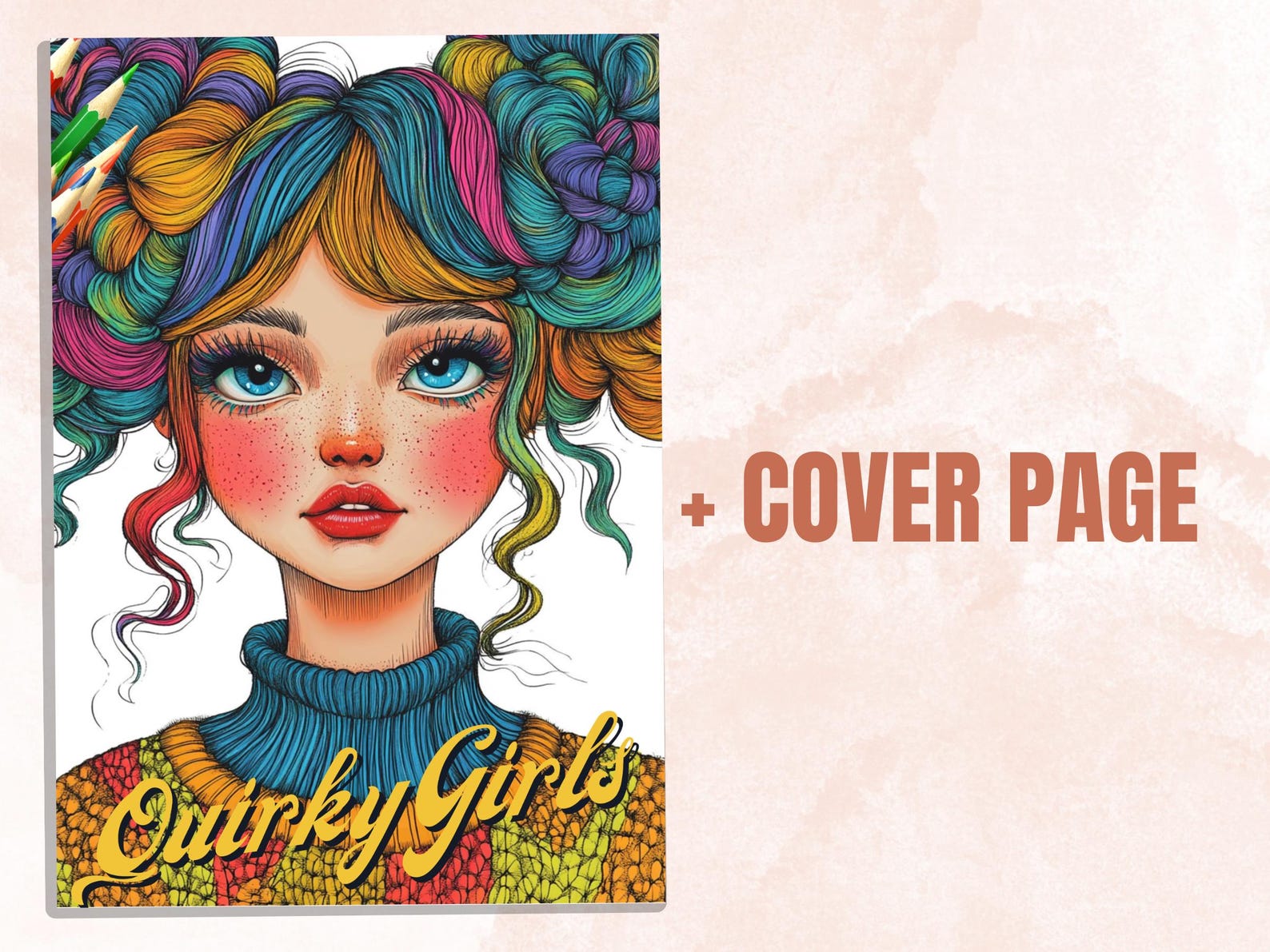 40 Quirky Girl Coloring Book, Printable Whimsical Quirky Girl Coloring ...