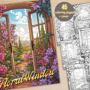 45 Floral Window Coloring Book, Printable Enchanted Fantasy Open ...