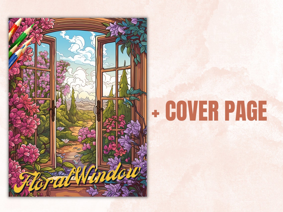45 Floral Window Coloring Book, Printable Enchanted Fantasy Open ...