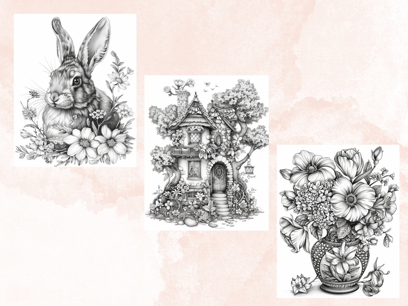 90 Spring Bundle Coloring Book, Printable Botanical Garden Scenes ...