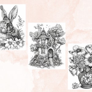 90 Spring Bundle Coloring Book, Printable Botanical Garden Scenes ...