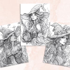 25 Underwater Witch Coloring Book, Printable Magical Witches Coloring ...
