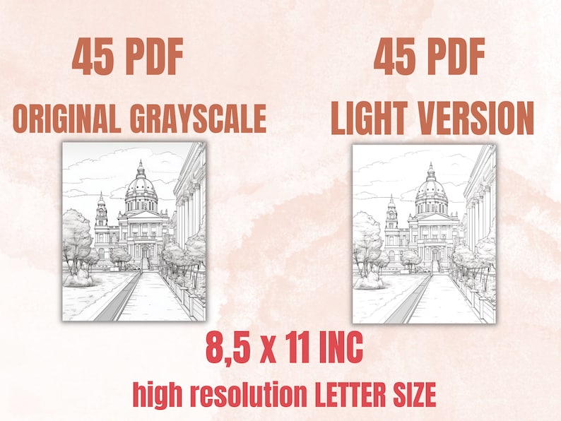 45 Vienna City Coloring Book, Printable PDF, City Cafe Scenes Coloring ...