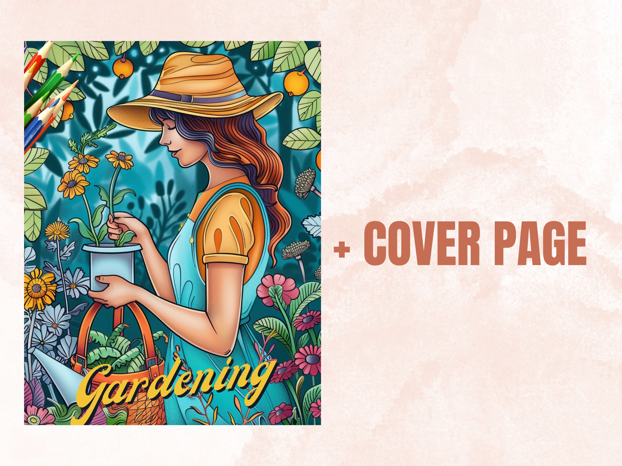 60 Gardening Coloring Book, Printable Enchanted Garden Therapy Coloring ...