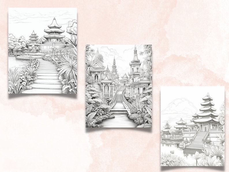 65 Bali City Coloring Book, Printable PDF, Indonesia Scenes Coloring ...