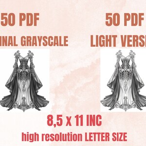 50 Gothic Dress Coloring Book, Printable Dark Fashion Dress Coloring ...