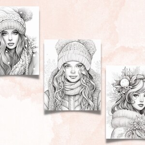 50 Winter Beauties Coloring Book, Printable Snow Woman Coloring Pages ...