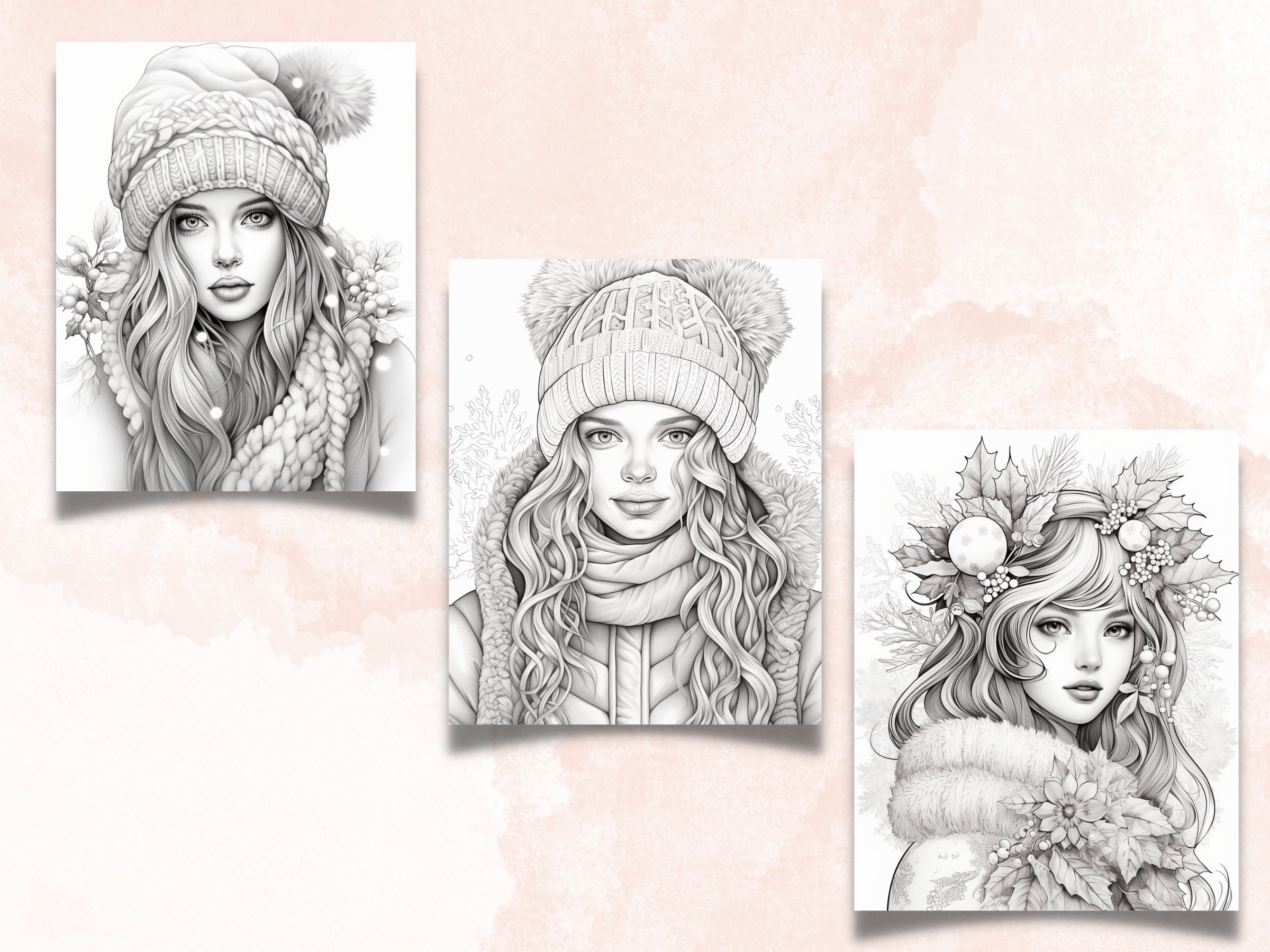50 Winter Beauties Coloring Book Printable Snow Woman - Etsy