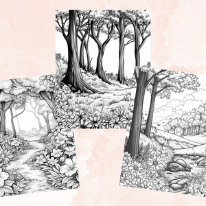50 Spring Forest Coloring Book, Printable Floral Woodland Coloring ...