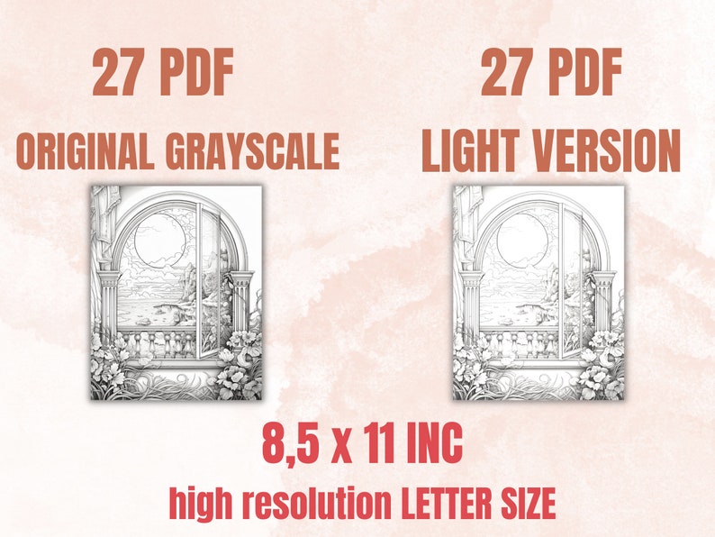 27 Fantasy Open Windows Views Coloring Book Printable PDF - Etsy