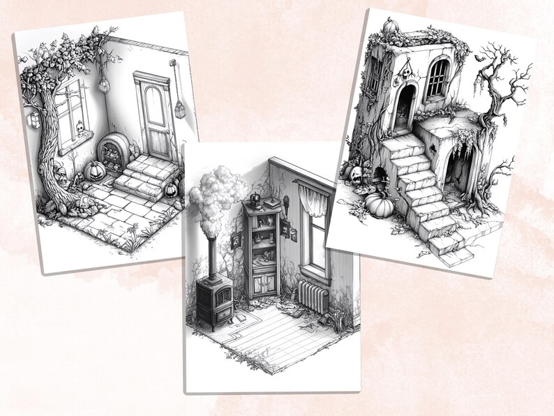 30 Spooky Corner Coloring Book, Printable Cute Horror Coloring Pages ...