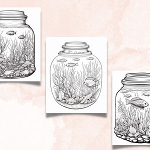45 Enchanted Underwater Jars Coloring Book, Printable Under the Sea ...