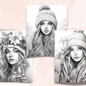 50 Winter Beauties Coloring Book, Printable Snow Woman Coloring Pages ...