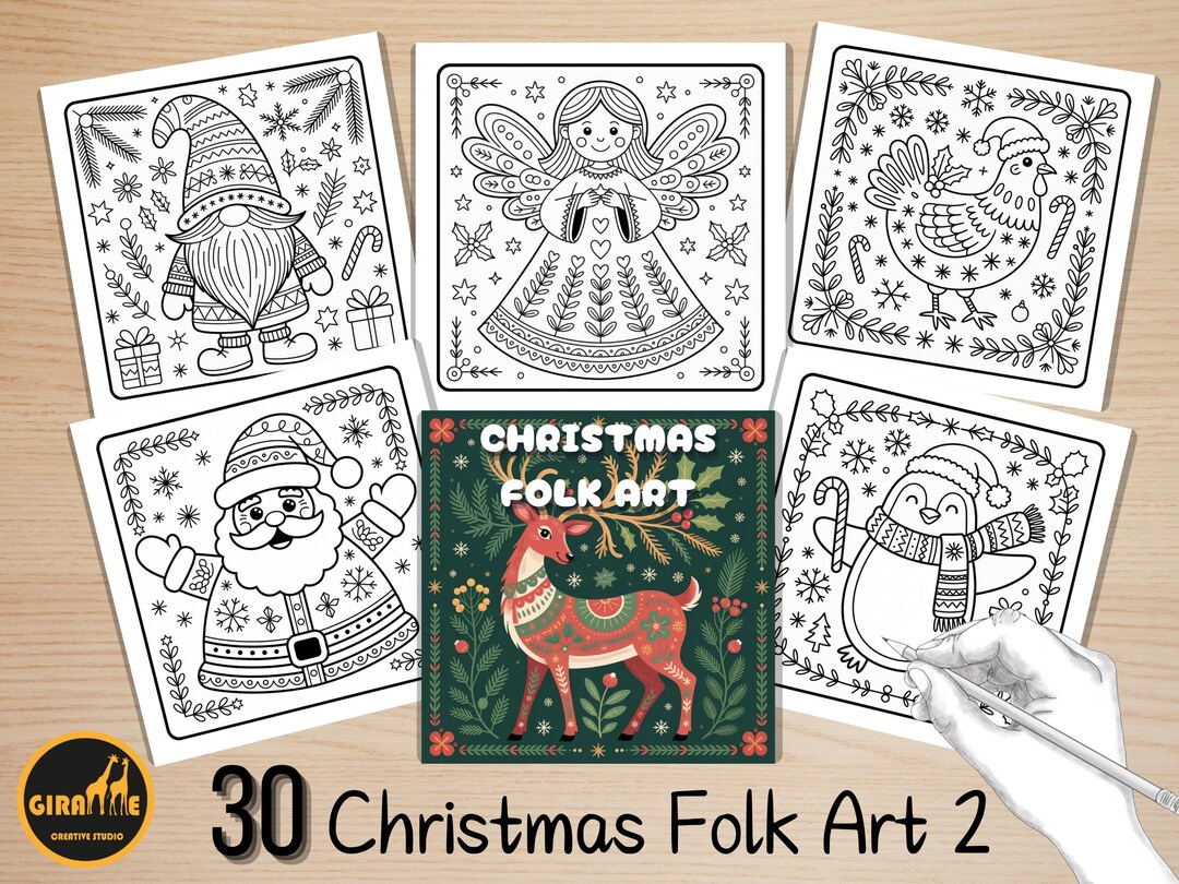 30 Scandinavian Christmas Coloring Pages, Nordic Folk Art Holiday ...