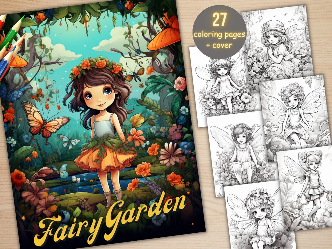 27 Enhanted Fairy Garden Coloring Book, Fantasy Little Forest Fairy ...