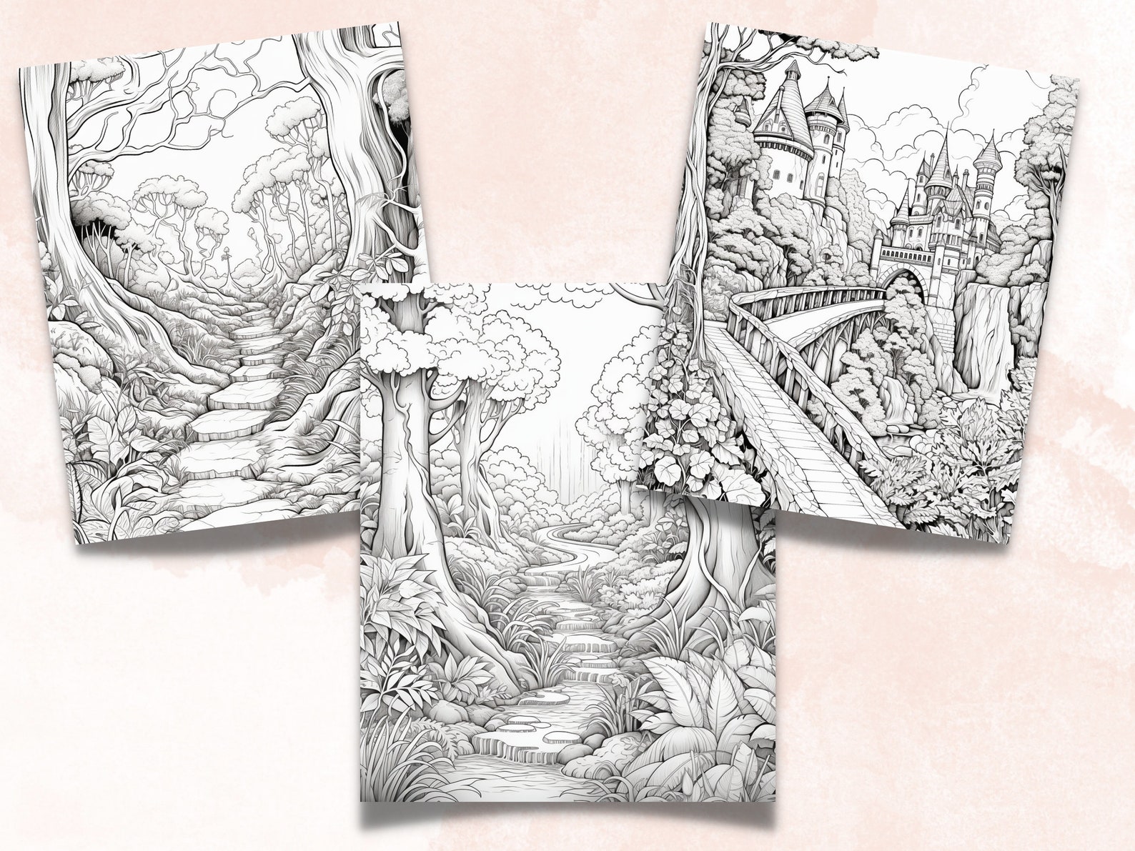 32 Enchanted Forest Coloring Book Printable Magical Forest - Etsy