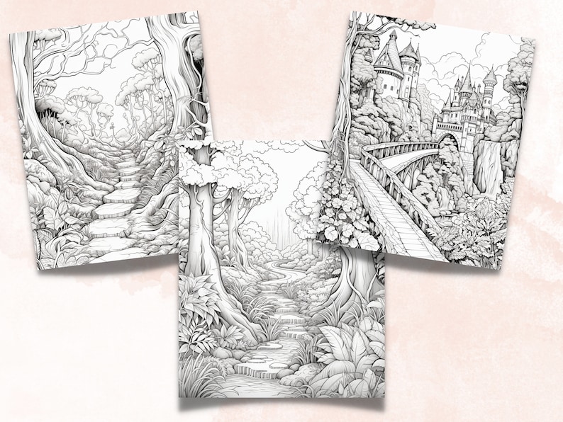 32 Enchanted Forest Coloring Book Printable Magical Forest - Etsy