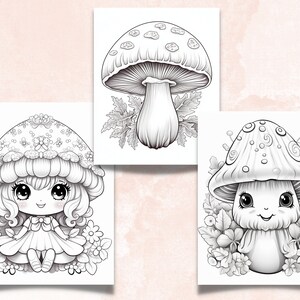 34 Cute Kawaii Mushrooms Coloring Book, Printable PDF, Adorable ...