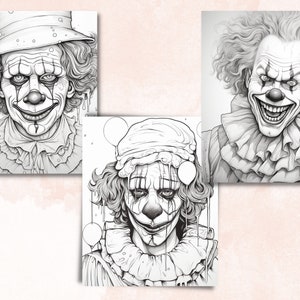 22 Creepy Evil Clowns Coloring Book, Printable PDF, Horror Gothic ...