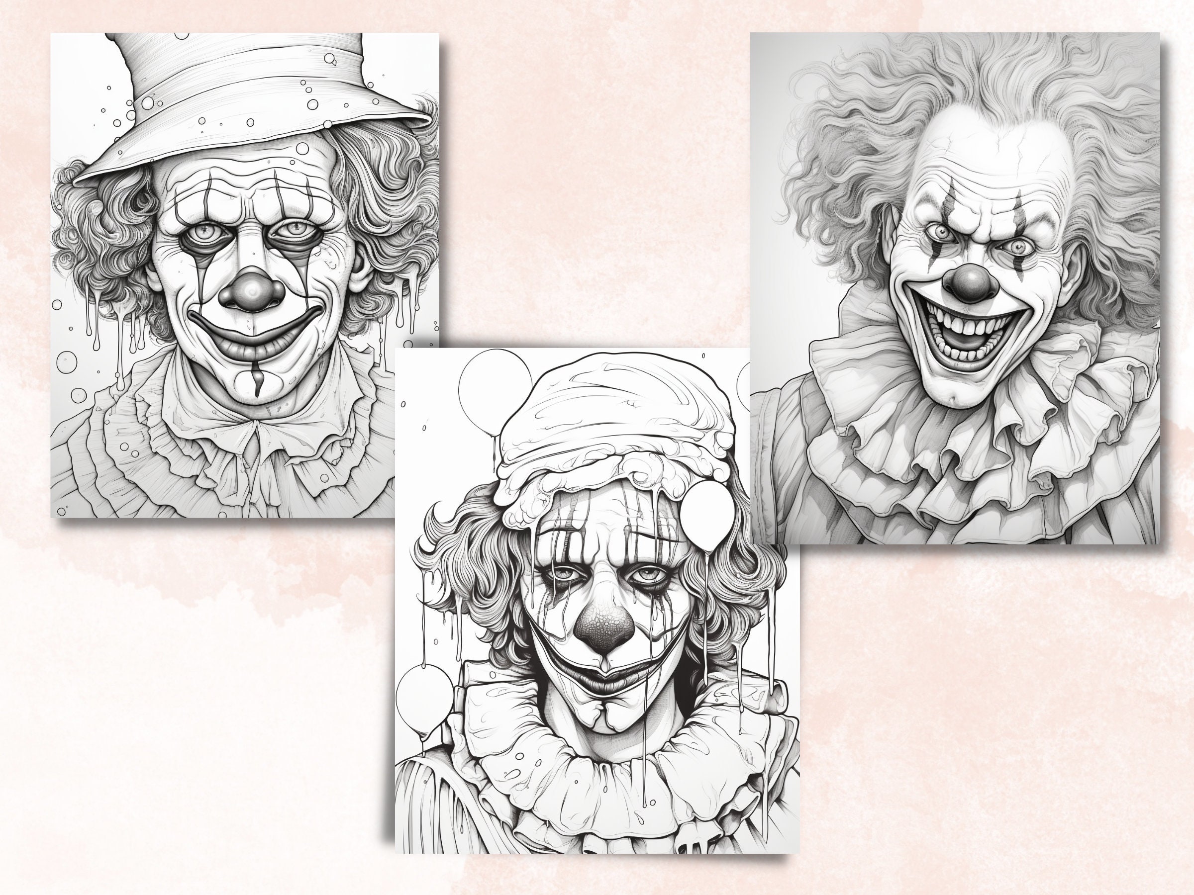 22 Creepy Evil Clowns Coloring Book Printable PDF Horror - Etsy