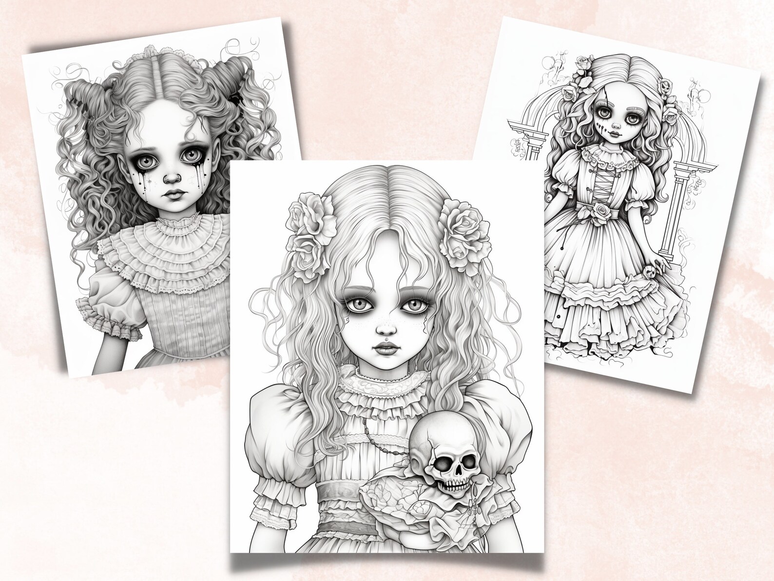 40 Cute Creepy Doll Coloring Book, Printable Horror Spooky Little Doll ...