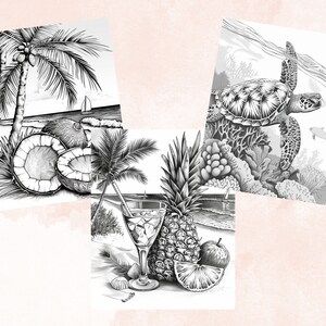 115 Summer Bundle Coloring Book, Printable Summer Beach Scenes Coloring ...