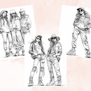 45 Street Style Girls Coloring Book, Printable PDF, Hiphop Fashion ...